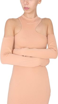 Off-white Asymmetric Mini Dress - Brown