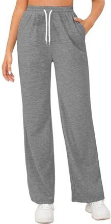 Generic Pantalon de surv&ecirc;tement ample &agrave; jambes larges pour femme, doublure en polaire, pantalon dentra&icirc;nement ample &agrave; jambes larges, taille &eacute;lastique, confort