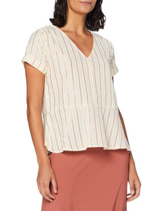 Sparkz Damen Hilma Peplum Top ss Bluse, gebrochenes weiß, Small