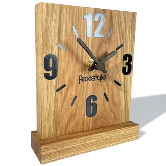 FlexiStyle Modern standuhr klein aus Holz Eiche Wohnzimmer Badezimmer (Style 1), Shwarz/Oak, Schwarz