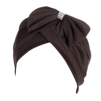 Generic Bonnet enveloppant, chapeau ethnique, tress&eacute;, noeud papillon, turban, bandeau pour le sport, caf&eacute;, Taille unique