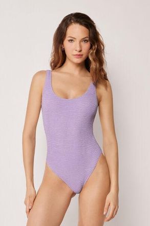 Calzedonia Badeanzug Mit Hohem Beinausschnitt Crinkle Waves Violett