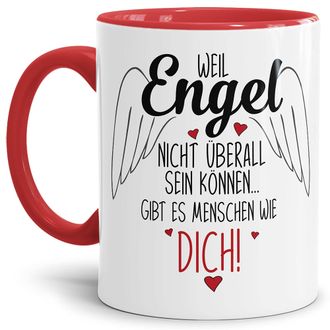 Tassendruck Tasse mit Motiv - Weil Engel Nicht &uuml;berall Sein k&ouml;nnen, gibt es Menschen wie Dich! - Geschenkidee Geburtstag, Hochzeitstag, Familie - Hochwertige Kera