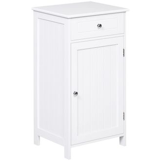 Kleankin Badezimmerschrank mit 1 Schublade 1 T&uuml;r und verstellbarem Einlegeboden Innenschrank f&uuml;r Wohnzimmer K&uuml;che Anti-Kipp 43x34x77 cm Wei&szlig;