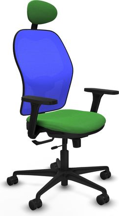 Piqueras y Crespo Ergonomischer Arbeitsstuhl mit 3D-Armen, h&ouml;henverstellbarer Lendenwirbelst&uuml;tze und festem Kopfteil, ausgestattet mit Syncro/Traslack und eingespritzte