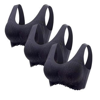 Generic Uwdiohq Lot 3 Soutiens-Gorge Femme sans Armatures Up Soutien-Gorge Sport Confort Couture Rembourr&eacute; en Dentelle Bustier Extensible Doux Sommeil (R, XXX