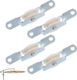 Generico Support de poulie de parasol - Lot de 4 roulettes pour porte de terrasse - Accessoires pour auvent - Pi&egrave;ces de rechange pour rail de porte coulissante