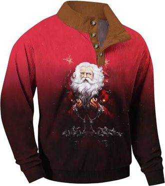 Generic Sweats pour homme - Pull de Noël amusant - Imprimé graphique de Noël - Sweat-shirt à manches longues et fermeture éclair quart de temps - Décontracté 