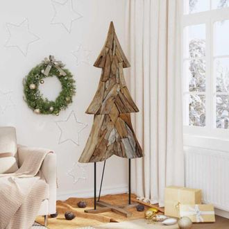 vidaXL Weihnachtsbaum mit St&auml;nder Braun 180 cm Massivholz Teak vidaXL