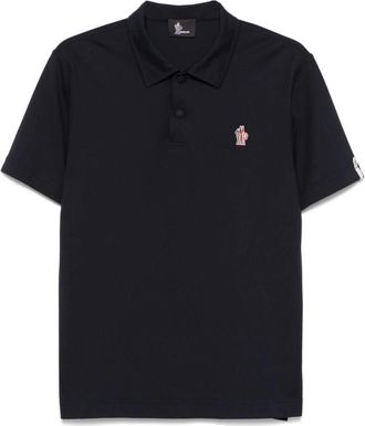 Moncler Homme, Tops, Bleu, Taille: M Polo mezza manica colletto e logo