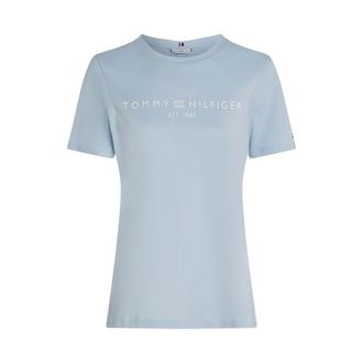Tommy Hilfiger Femme, Tops, Bleu, Taille: 42 FR REG Corp Logo C-Nk SS T-Shirt