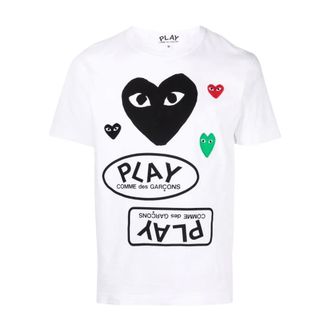 Comme Des Gar&ccedil;ons Homme, Tops, Blanc, Taille: S T-shirt Blanc avec Logo Coeur Imprim&eacute;