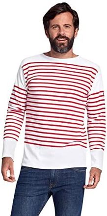 Armor Lux Homme Marinière Amiral Homme T shirt, Blanc/Braise, XL EU