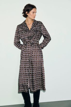 Gerard Darel Robe cintr&eacute;e imprim&eacute; graphique - CONI - Marron