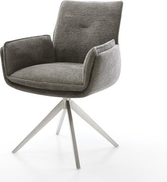 DELIFE Drehstuhl Nela-Flex Boucl&eacute; Soft Schlamm Kreuzgestell breit Edelstahl 360&deg; drehbar Wippfunktion, Esszimmerst&uuml;hle