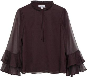 Comma Langarmbluse Bluse Feminine Chiffon-Bluse mit Volant-Detail