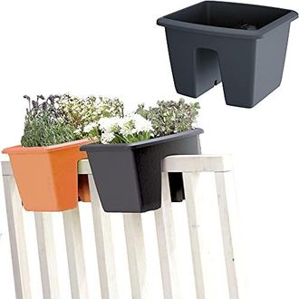 Prosperplast RESPANA RAILING 13L Topf, Abmessungen (mm) 398x298x209, Farbe Anthrazit