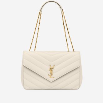 Saint Laurent Womens Quilted Lamb Leather Bag White Shoulder