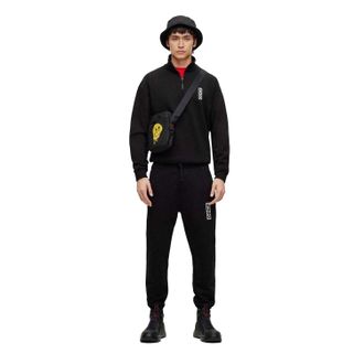 HUGO BOSS Dangula Sweatshirt f&uuml;r Herren, mit kurzem Rei&szlig;verschluss (Schwarz)