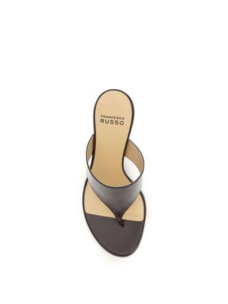 Francesco Russo Womens Thong Sandals Bordeaux Leather Calf
