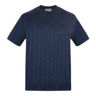 Lacoste T-shirt en jacquard monogramme - Homme - Tops - Bleu - Taille: L