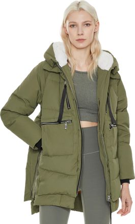 Orolay Winterjacke Damen Verdickte Warme Outdoor Daunenjacke f&uuml;r Damen mit Kapuze Gr&uuml;n XXL