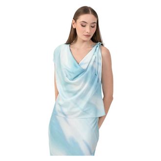 Kocca Femme, Tops, Bleu, Taille: 36 FR Chemisier chic &agrave; motif d&eacute;lav&eacute;