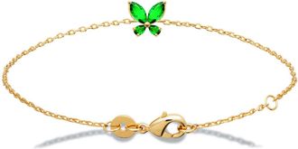 Brillaxis Bracelet plaqu&eacute; or papillon oxydes verts
