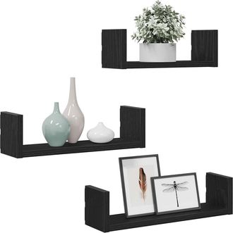 Generic 3X Wandregal U-f&ouml;rmig, H&auml;ngeregal, Lounge B&uuml;cherregal, Wandboard Dekoregal, Schweberegal, CD/DVD Regal, Wand Deko, Holzwerkstoff(Sonoma-Eiche 60x15x10
