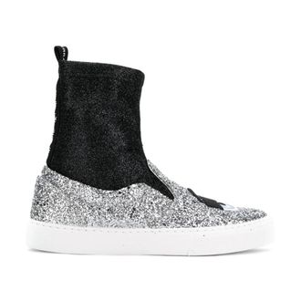 Chiara Ferragni Metallic Sneakers Socke - - Shoes - Damen - Grau - 35 EU