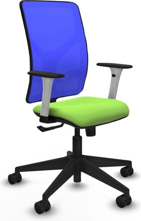 Piqueras y Crespo Atmungsaktiver B&uuml;rostuhl mit wei&szlig;en und schwarzen Armlehnen, h&ouml;henverstellbare Lendenwirbelst&uuml;tze, ausgestattet mit 3 Positionen, Blau/Pistazie