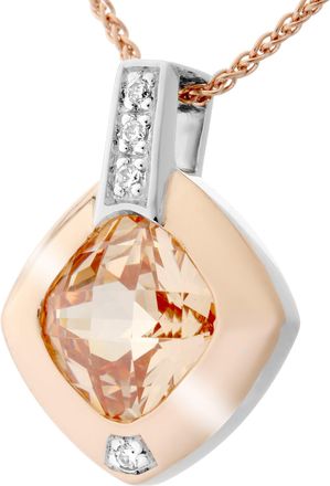 Orphelia Damen-Anhänger met Kette 925 Silber teilvergoldet Zirkonia weiß Brillantschliff-ZH-7113