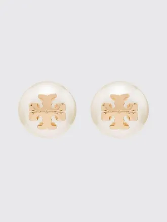 Tory Burch Boucles doreilles clous Kira avec perles synth&eacute;tiques et logo Double T