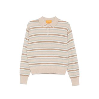Guest In Residence Long-sleeve Striped Polo Shirt