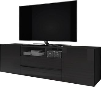 Selsey Selsey - TV-Lowboard BROS schwarz mit Hochglanzfronten, stehend, modern, 137 cm