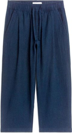 Arket Leinenhose Mit Kordelzug -Blau