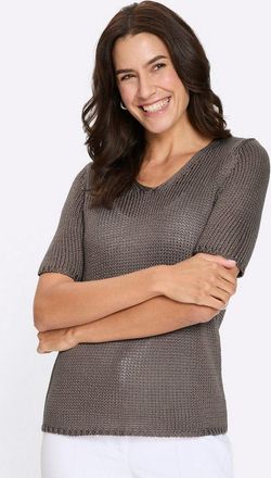 Witt Strickpullover Kurzarm-Pullover Kurzarm Jersey, B&auml;ndchengarn