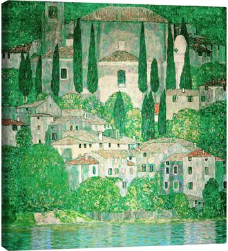 Posterlounge Kirche in Cassone Leinwandbild von Gustav Klimt 40 x 40 cm Grün Wandbilder Wanddeko