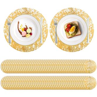 Generico Goldene Tischsets, 100 Stück, für Esstisch, Untersetzer aus goldener Folie, 33 cm, für Küche, Zuhause, Geburtstag, Hochzeit, für Hochzeiten, Geburtsta