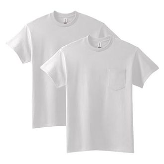 Gildan Ultra Cotton T-Shirt with Pocket, Style G2300, 2-Pack Chemise, Blanc, Taille L (Lot de 2) Mixte Adulte