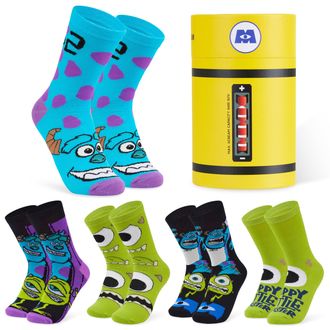 Disney Damen Socken, weiche Socken im 5er-Pack, Geschenk für Frauen und Teens (Grün/Blau Monsters Inc)