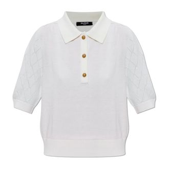 Balmain Femme, Pulls, Beige, Taille: 40 FR Polo Tricot&eacute; &agrave; 3 Boutons