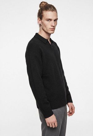 Jack & Jones Polokragenpullover JJESOHO OLLIE KNIT SPLIT NECK SN Materialmix, regular fit
