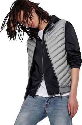 A|X Armani Exchange Herren 100% Down, Front, Elastic Waistband with Logo Weste, Grey/Blue, XXL