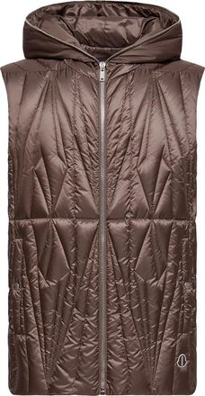 Rick Owens Moncler Geocamo Ziplock Hooded Down Gilet, Unisex, Brown, Size: 0