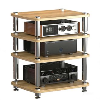 Generic HiFi Regal 4-stufiges Audio-Regal, HiFi-Lautsprecherbox Mit Vibrationsd&auml;mpfung, Offene Ablagefl&auml;che, Modulares Design, Robust, for Gaming, Wohnzimmer 