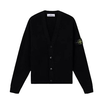 Stone Island Homme, Pulls, Noir, Taille: M Cardigan Col V C&ocirc;tel&eacute;
