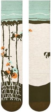 Generic Lot de 2 paires de chaussettes montantes en mollet r&eacute;tro avec impression abstraite pour femme, Hb-5, Taille Unique