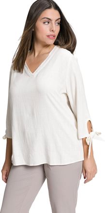 Ulla Popken Damen, große Größen, Linen Blouse with decorative Bow at sleeve