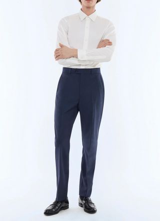 Fursac Pantalon ajust&eacute; en laine &agrave; carreaux - Taille 37 - Homme